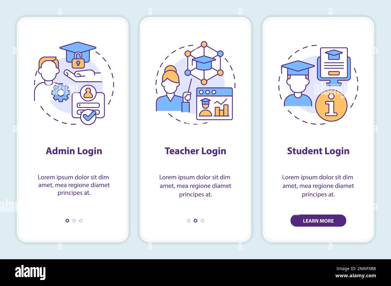 Learning management system access onboarding mobile app screen Stock Vector Image & Art - Alamy