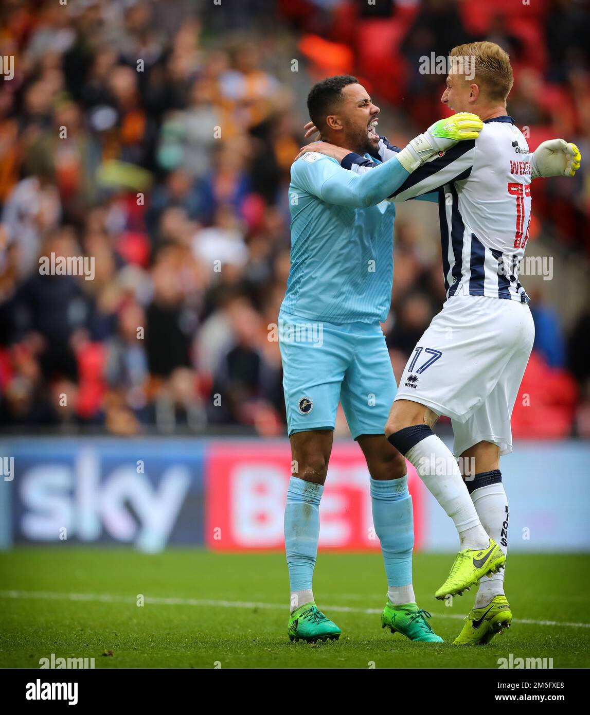 Byron Webster and Jordan Archer of Millwall celebrate after beating ...