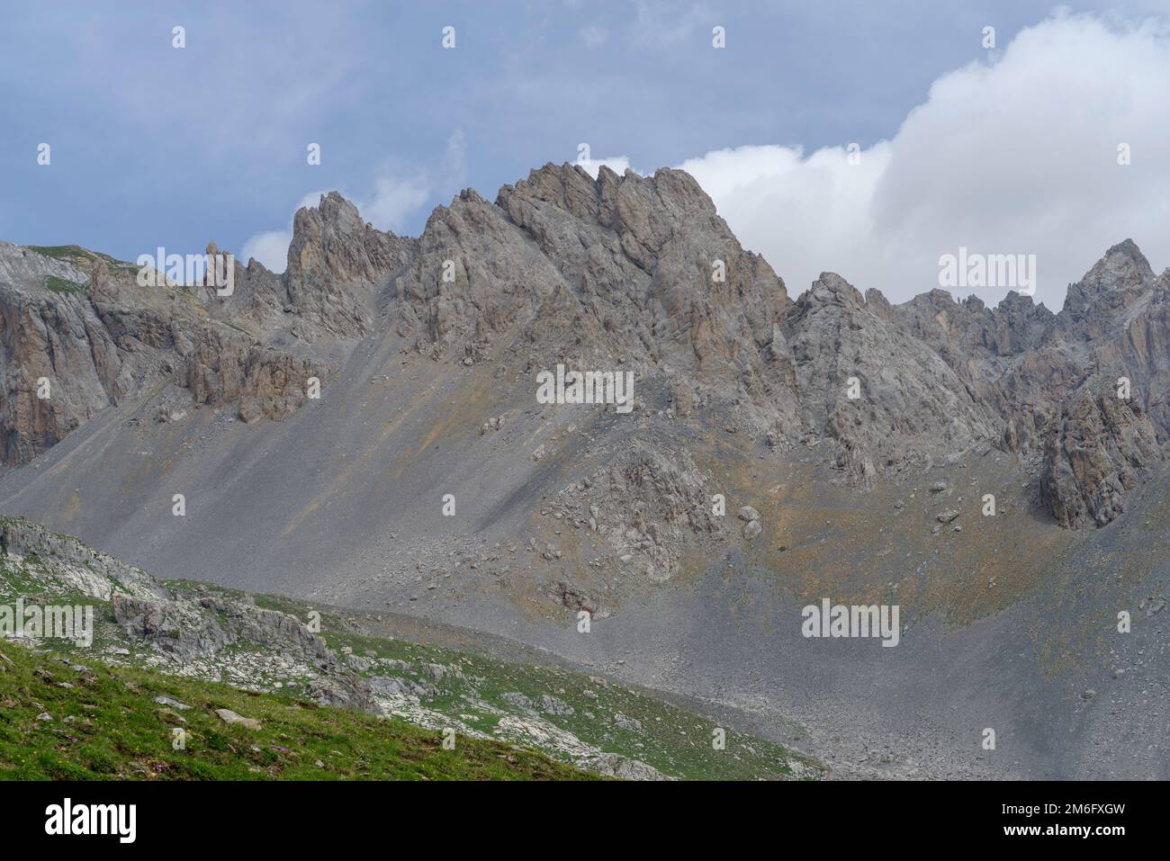 Mountain rocks in Italian Alps massif, Maira Valley, during trek in ...