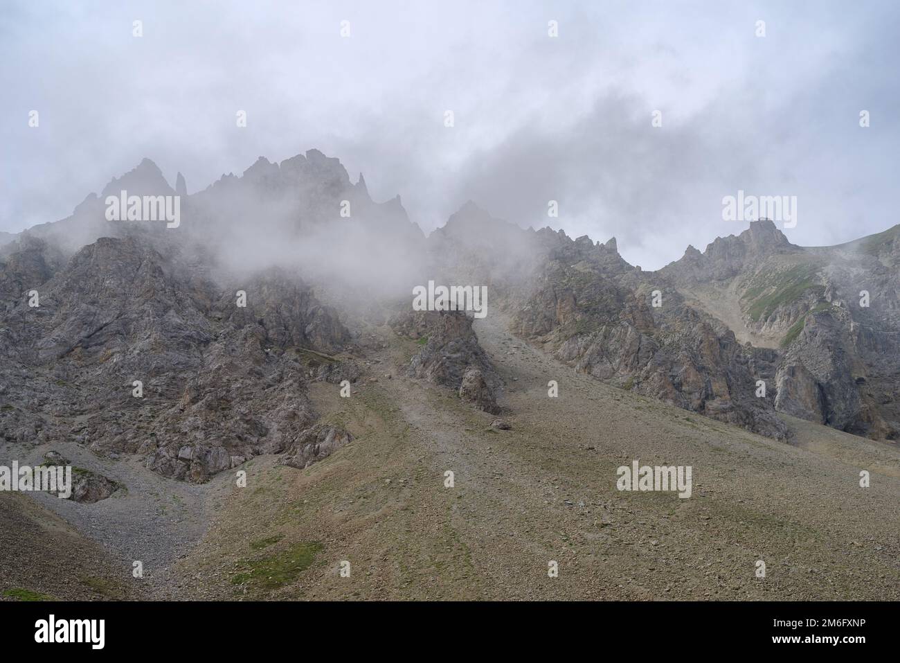 Mountain rocks in Italian Alps massif, Maira Valley, during trek in ...