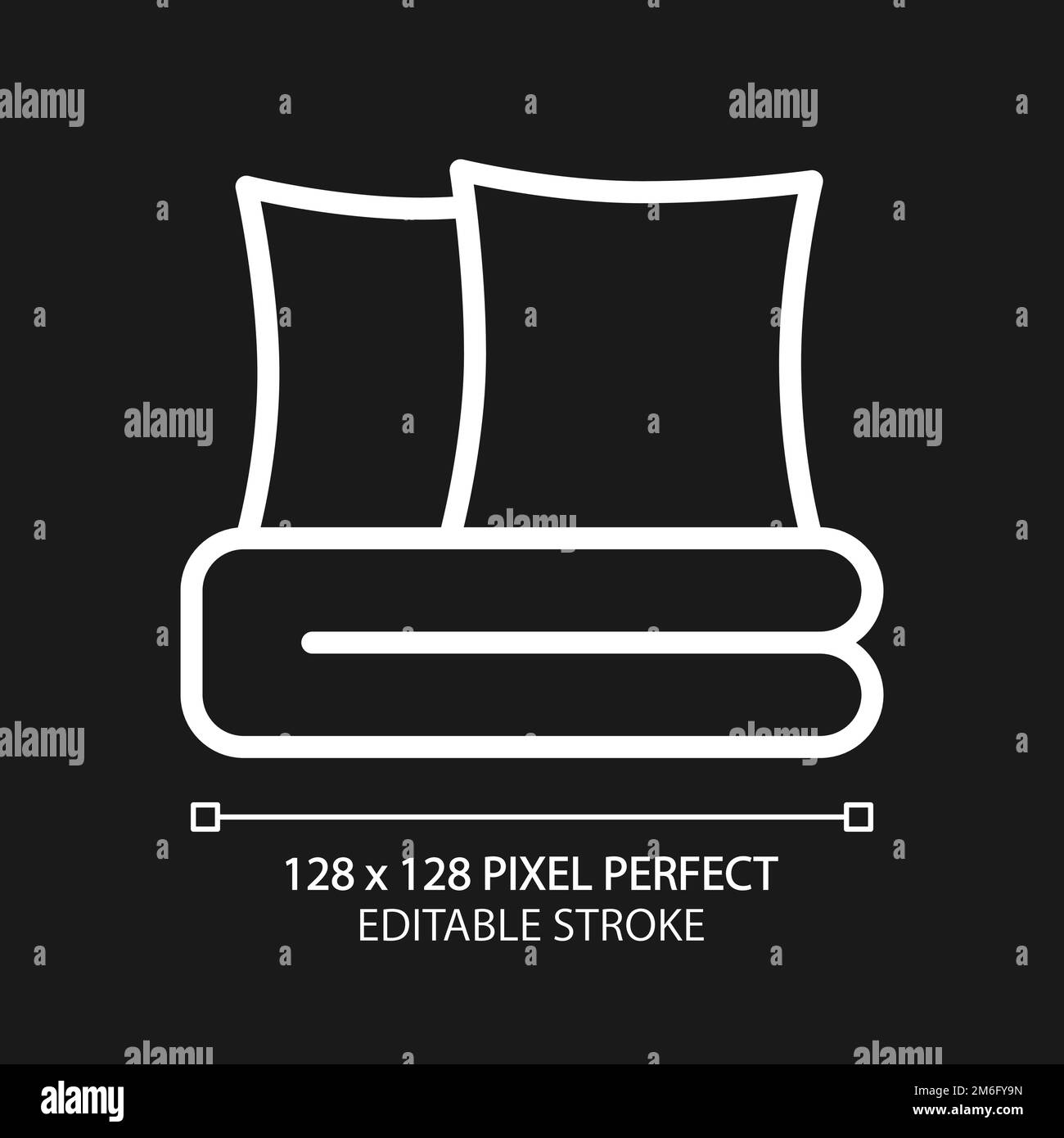 Bedding set pixel perfect white linear icon for dark theme Stock Vector ...