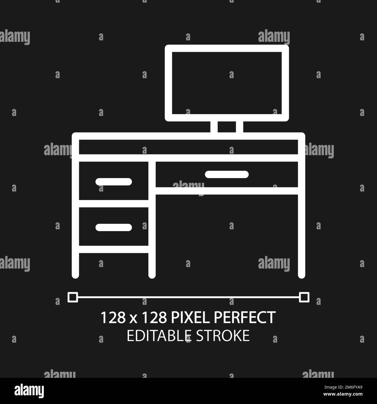 Writing table pixel perfect white linear icon for dark theme Stock ...