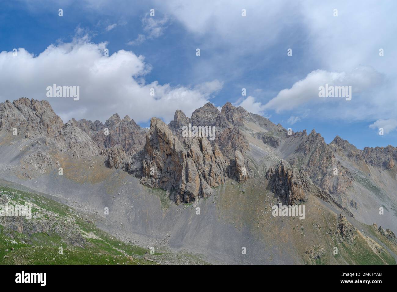 Scenic Alpine landscape in Maira valley, Italian Cottian Alps mountain ...