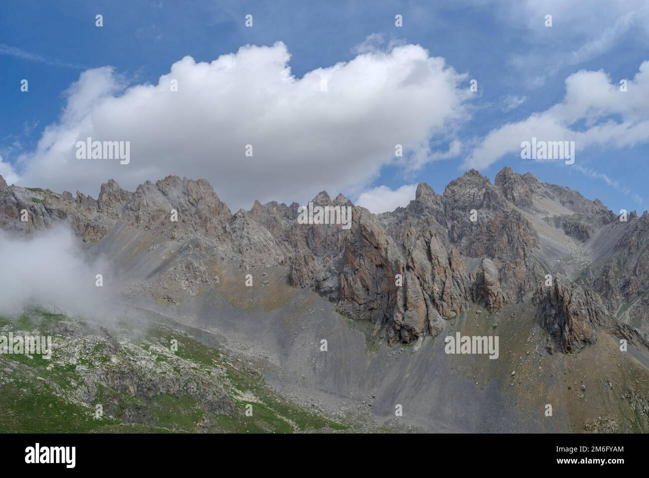 Scenic Alpine landscape in Maira valley, Italian Cottian Alps mountain ...