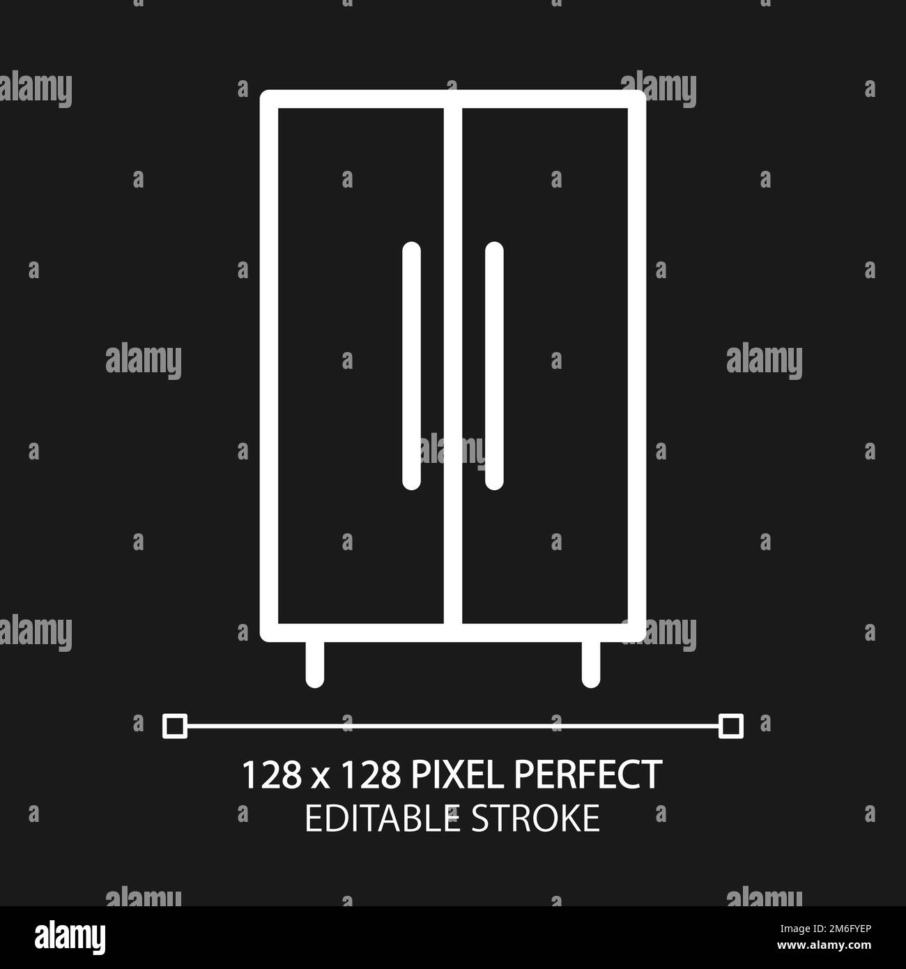Wardrobe closet pixel perfect white linear icon for dark theme Stock ...