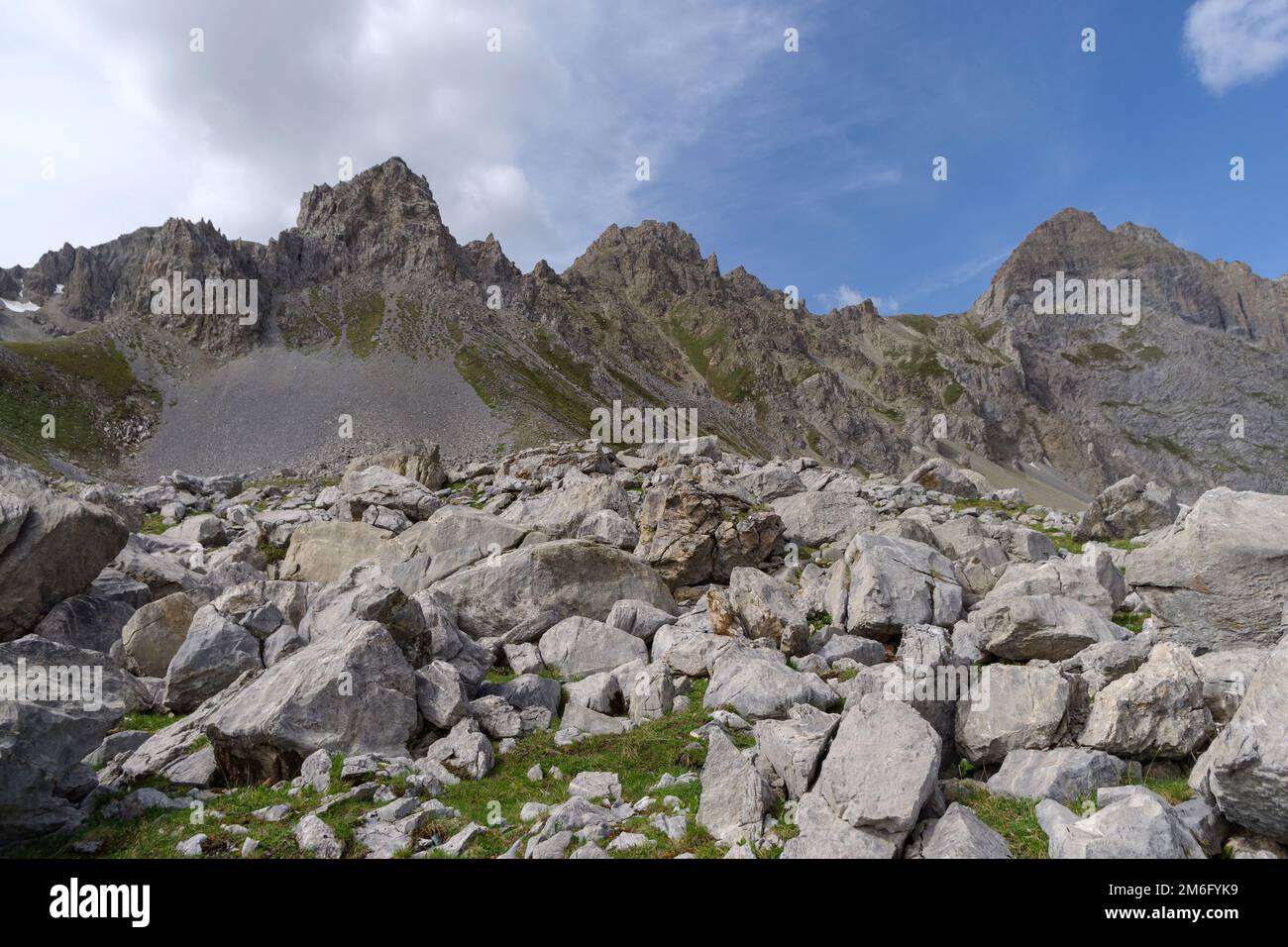 Mountain rocks in Italian Alps massif, Maira Valley, during trek in ...