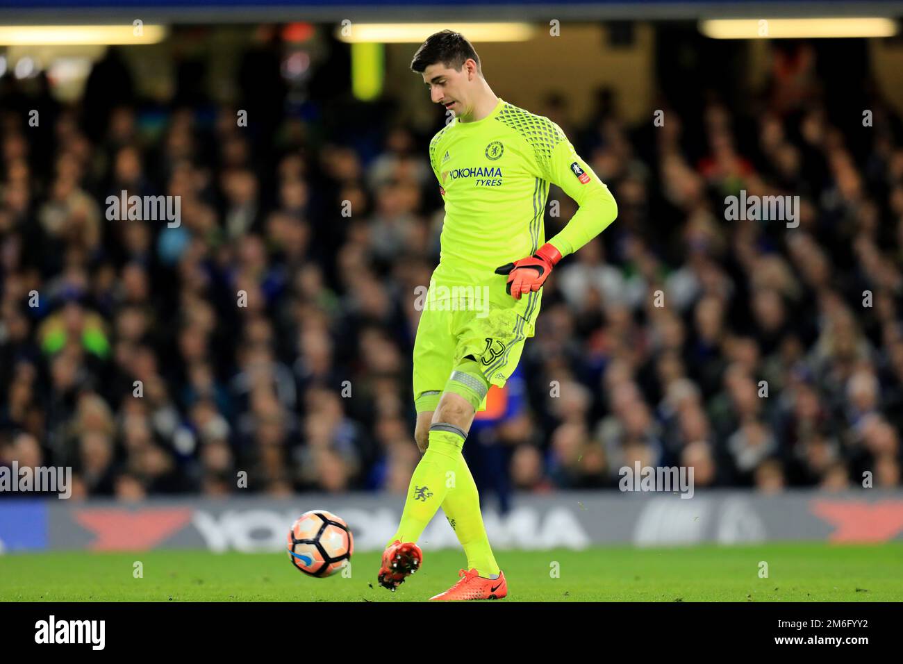 Thibaut Courtois of Chelsea controls the ball - Chelsea v Manchester ...