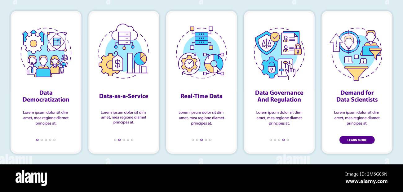Data Science Trends Onboarding Mobile App Screen Stock Vector Image And Art Alamy