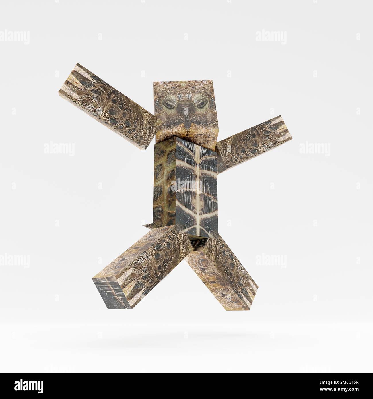 3D illustration, 3D rendering. Cartoon character made up of cubes Stock ...