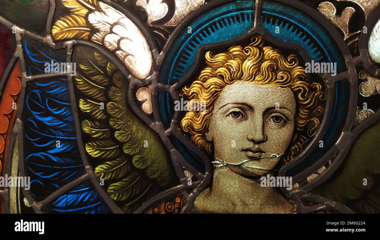 Mahnmal St. Nikolai Stained glass, Hamburg, Germany Stock Photo - Alamy