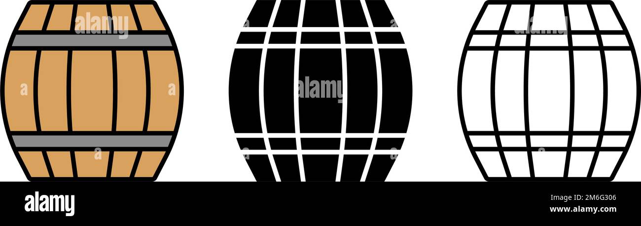 Barrel icon set. Beer and wine barrel. Editable vector Stock Vector ...