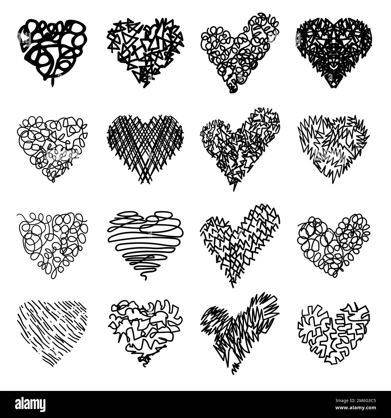 Set of hand drawn line in heart shape, vector illustration Stock Vector ...