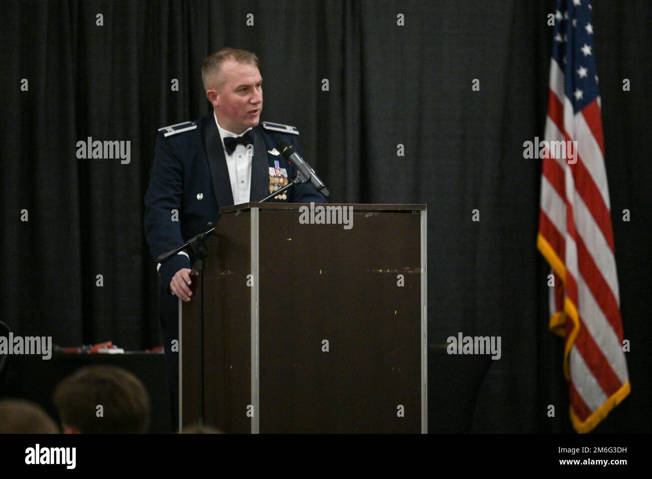 U.S. Air Force Col. Ryan Hayde, 23rd Wing vice commander, gives a ...