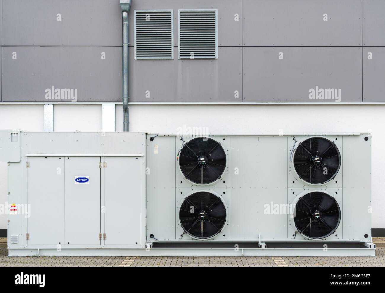 Air conditioner with fans and ventilation on a parking lot of Aldi SÃ¼d ...