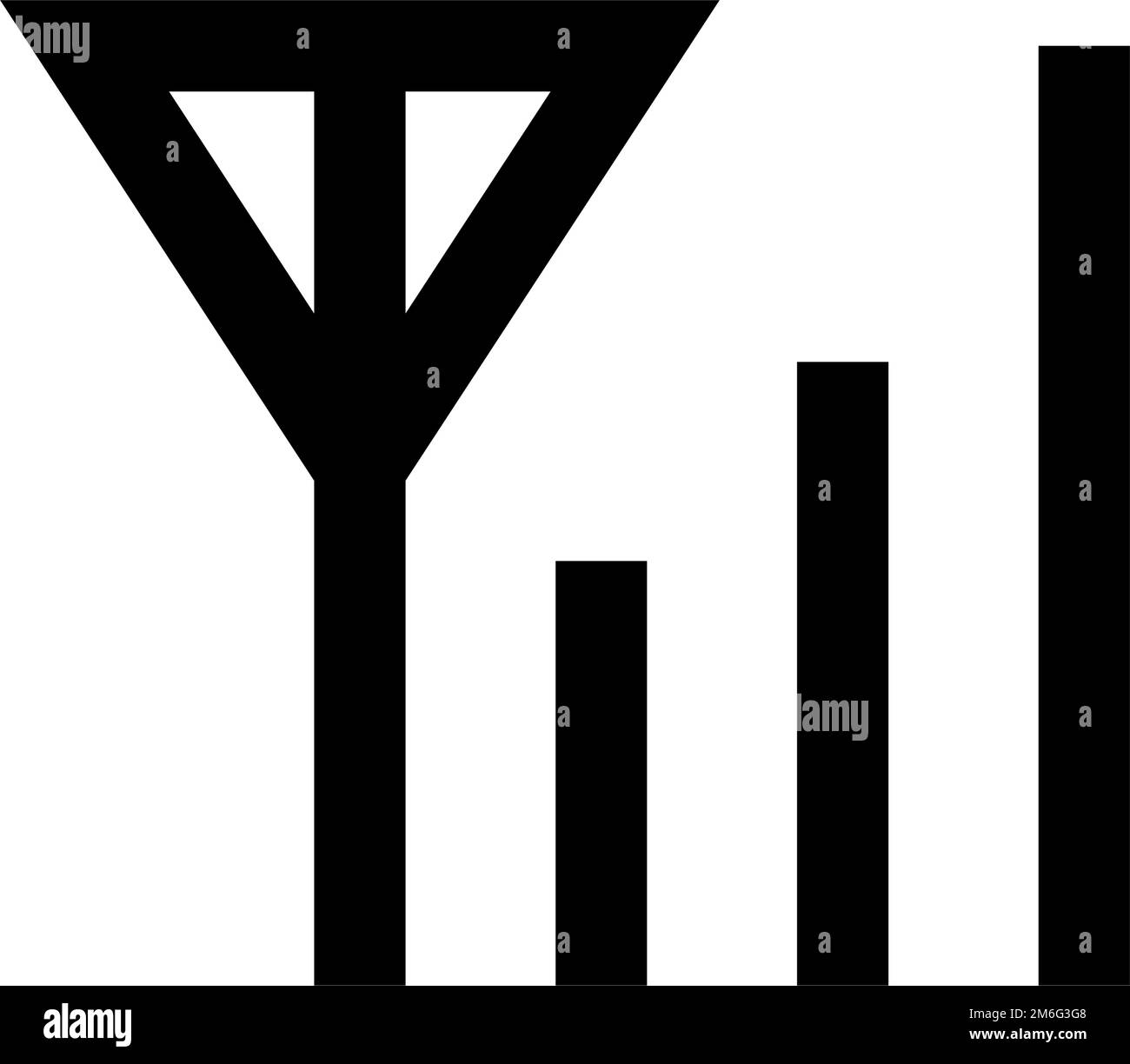 Cell phone radio wave silhouette icon. Radio wave strength symbol ...