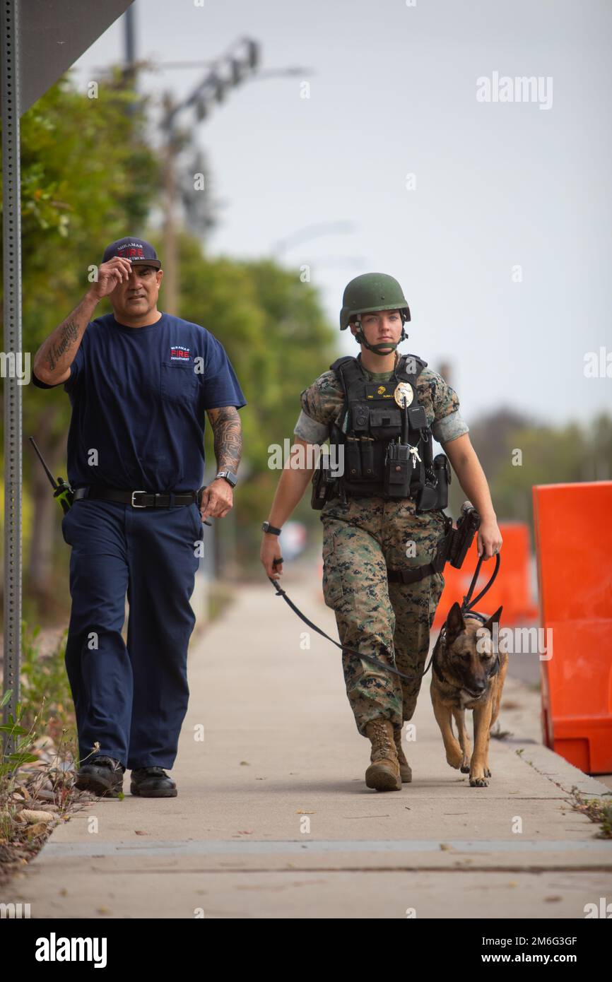 U.S. Marine Corps Cpl. Lydia Slama, a military working dog handler with ...