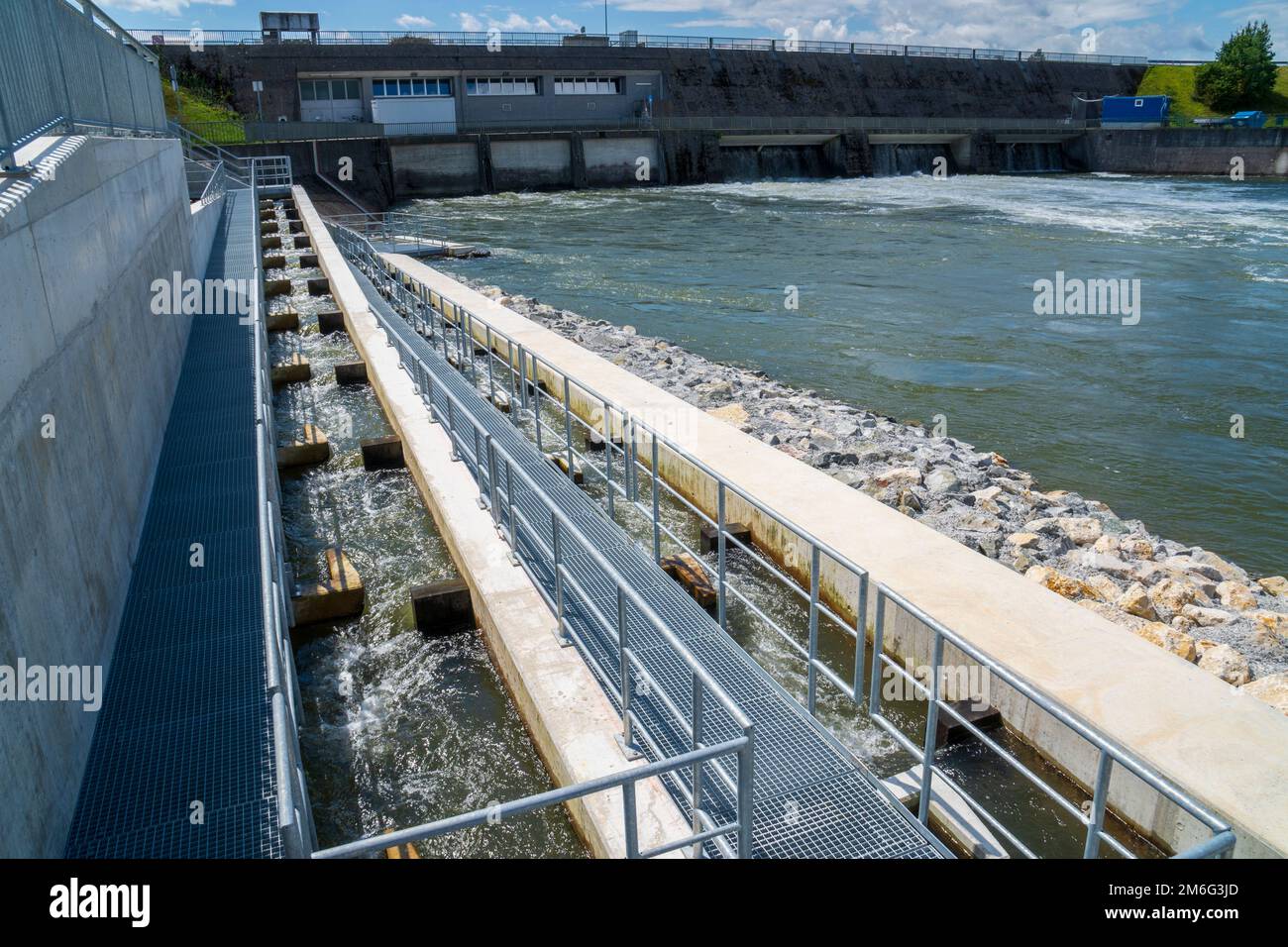 Fish ladder for spawning migration on the river Lech north of Landsberg ...