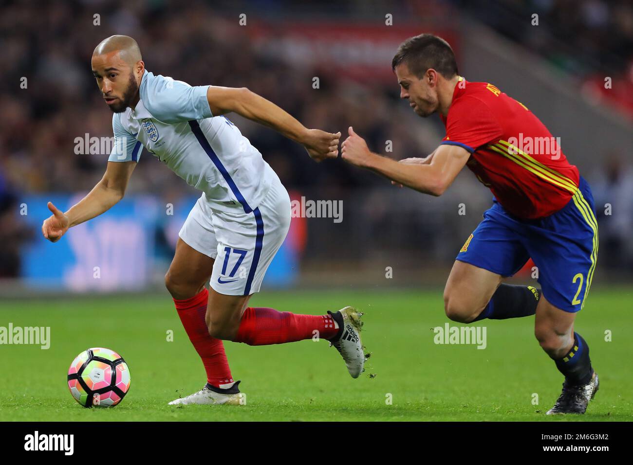 Andros Townsend of England gets away from Cesar Azpilicueta of Spain ...