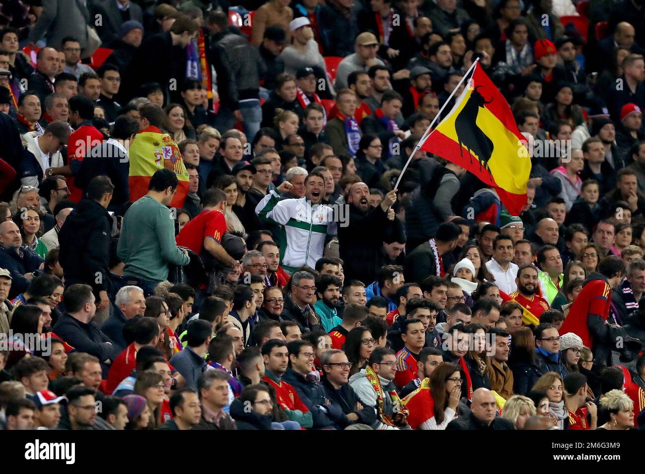 Spanish fans sing and chant during the match - England v Spain ...