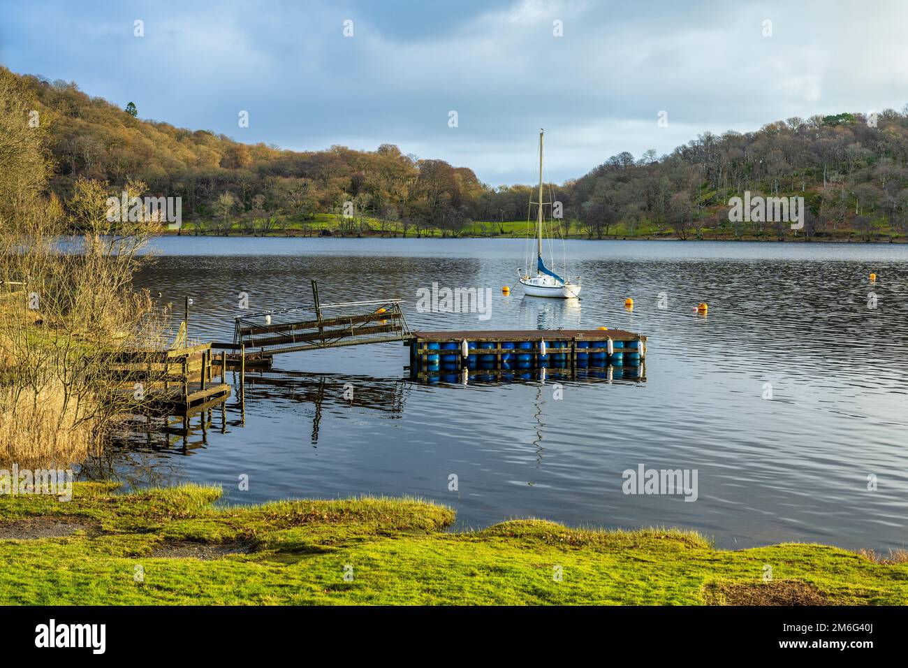 Landing stage on Bandry Bay, which separates the small, wooded island ...