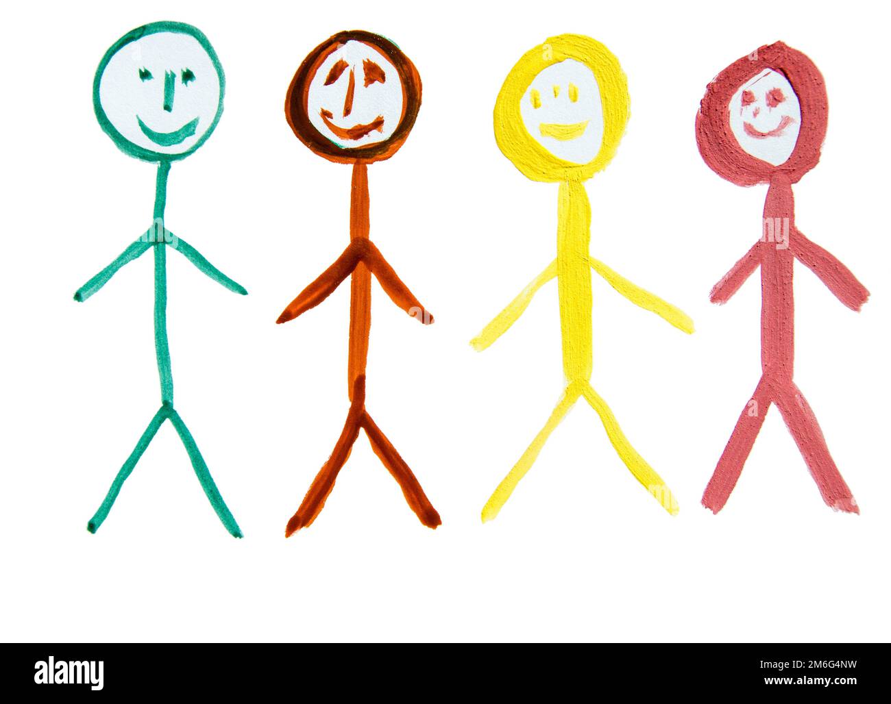 Four multicolored people, as a symbol of the diversity of nationalities ...
