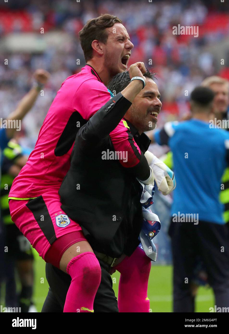 Manager of Huddersfield Town, David Wagner and Goalkeeper Danny Ward ...