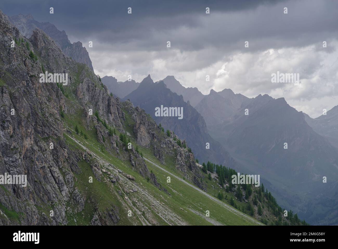 Scenic Alpine landscape in Maira valley, Italian Cottian Alps, Piedmont ...