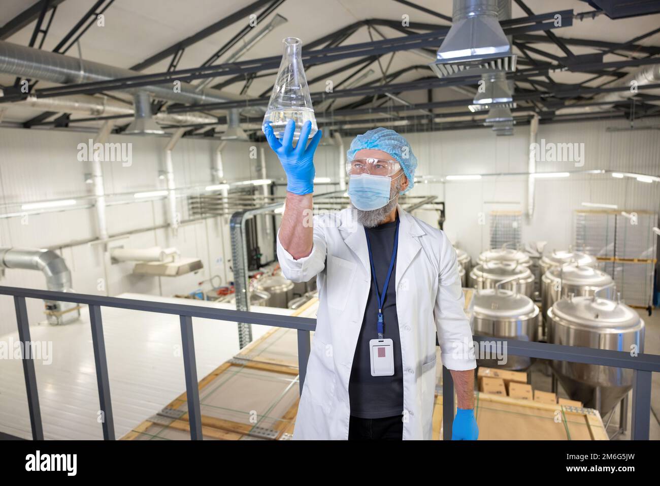 Brewer performing the quality check of a beverage sample Stock Photo ...
