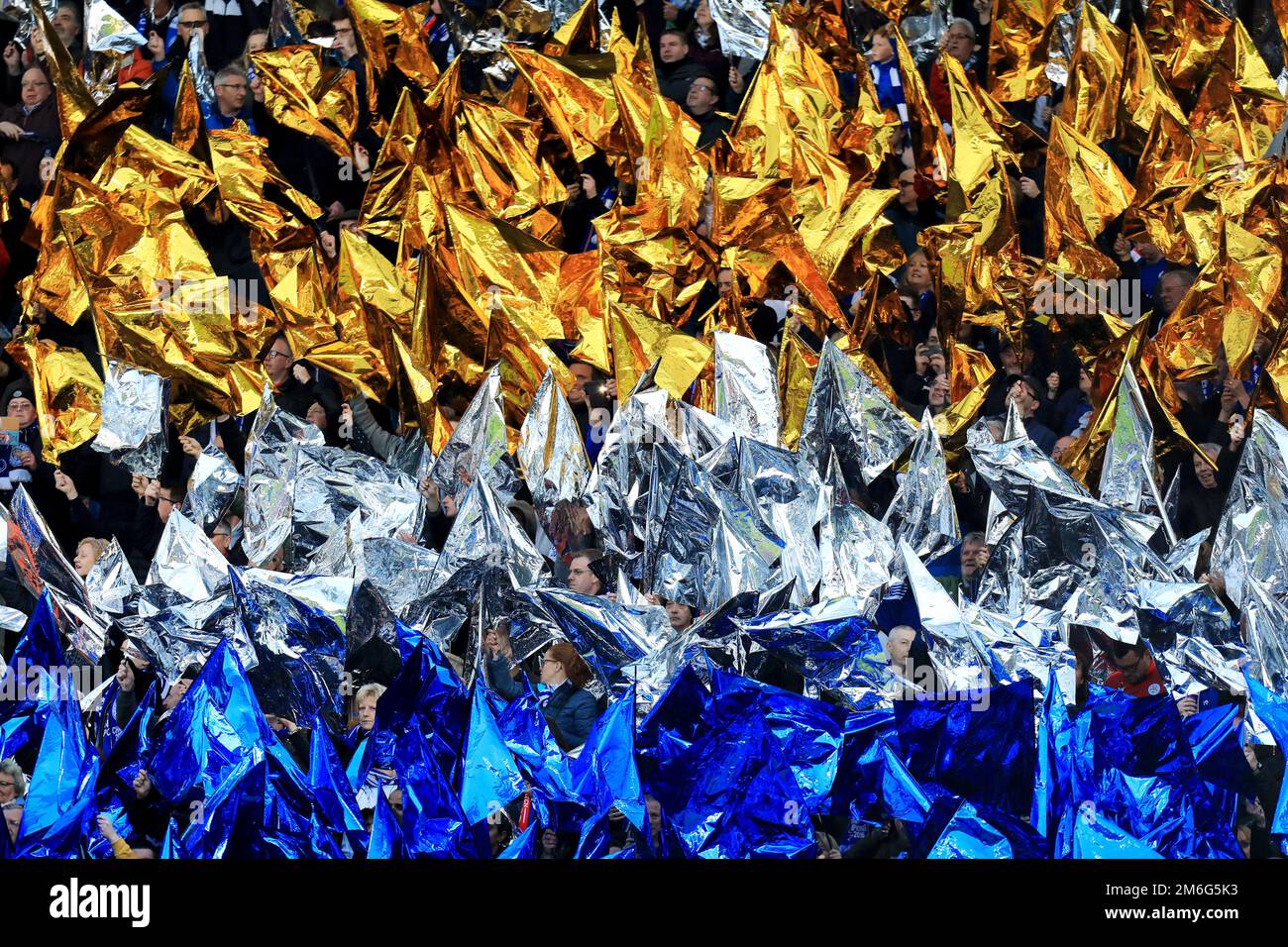 Leicester City fans with coloured foil flags - Leicester City v ...