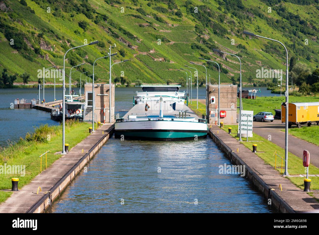 Cargo vessel in a lock Stock Photo - Alamy