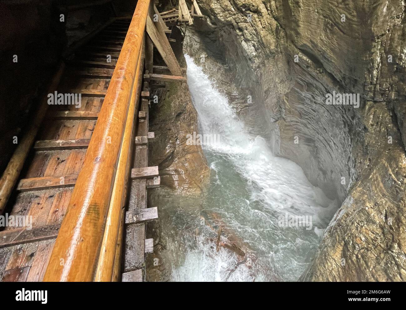 Steep stairs along waterfall and rocks in austria Stock Photo - Alamy