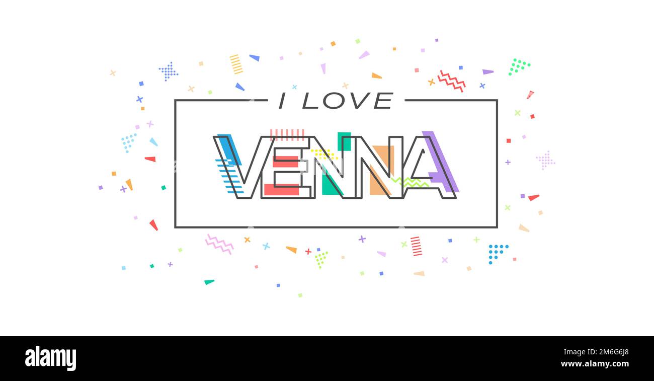 I love Venna. Vector lettering for postcards, posters, posters and ...