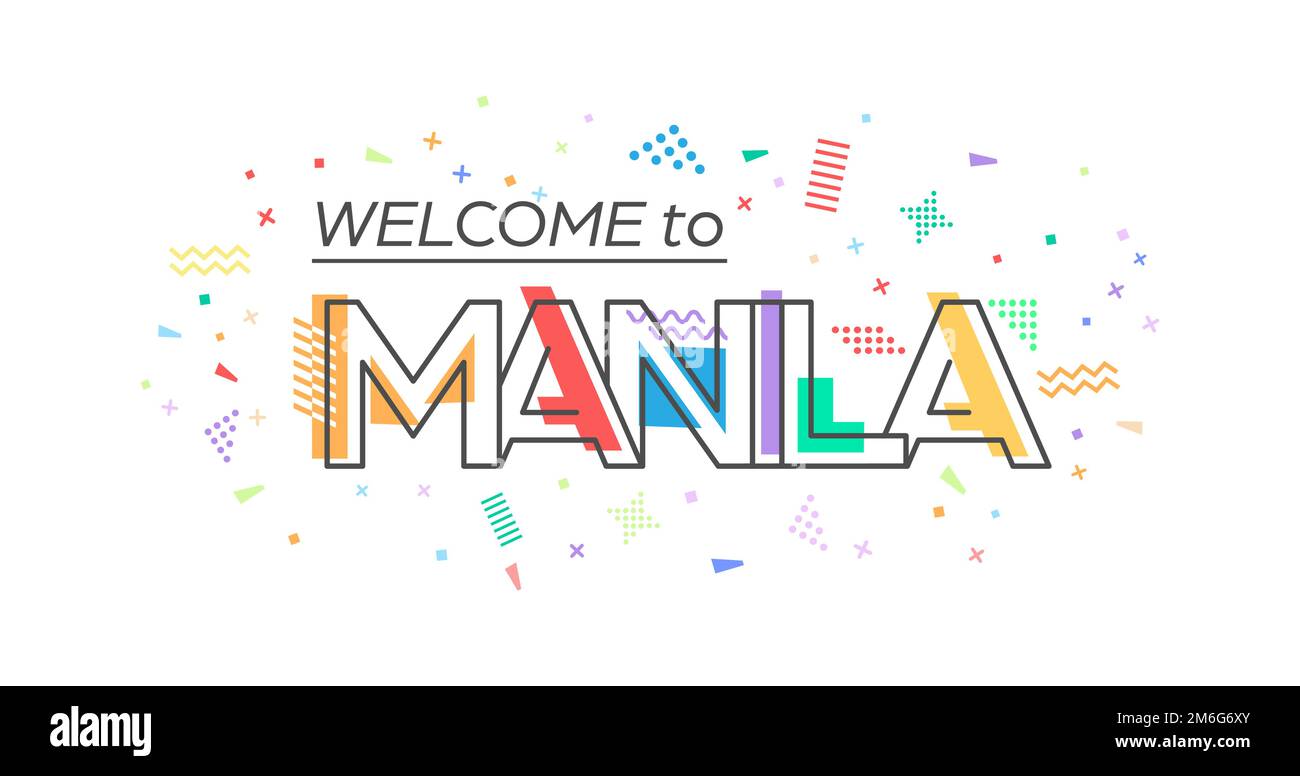Welcome to Manila. Vector lettering for greetings, postcards, posters ...