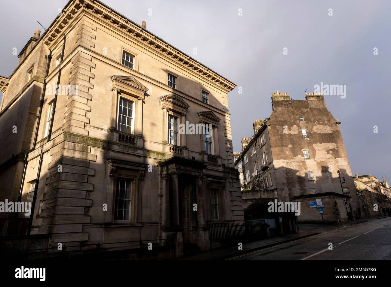 Rooftops and chimneys of Georgian buildings along Charlotte Street on ...