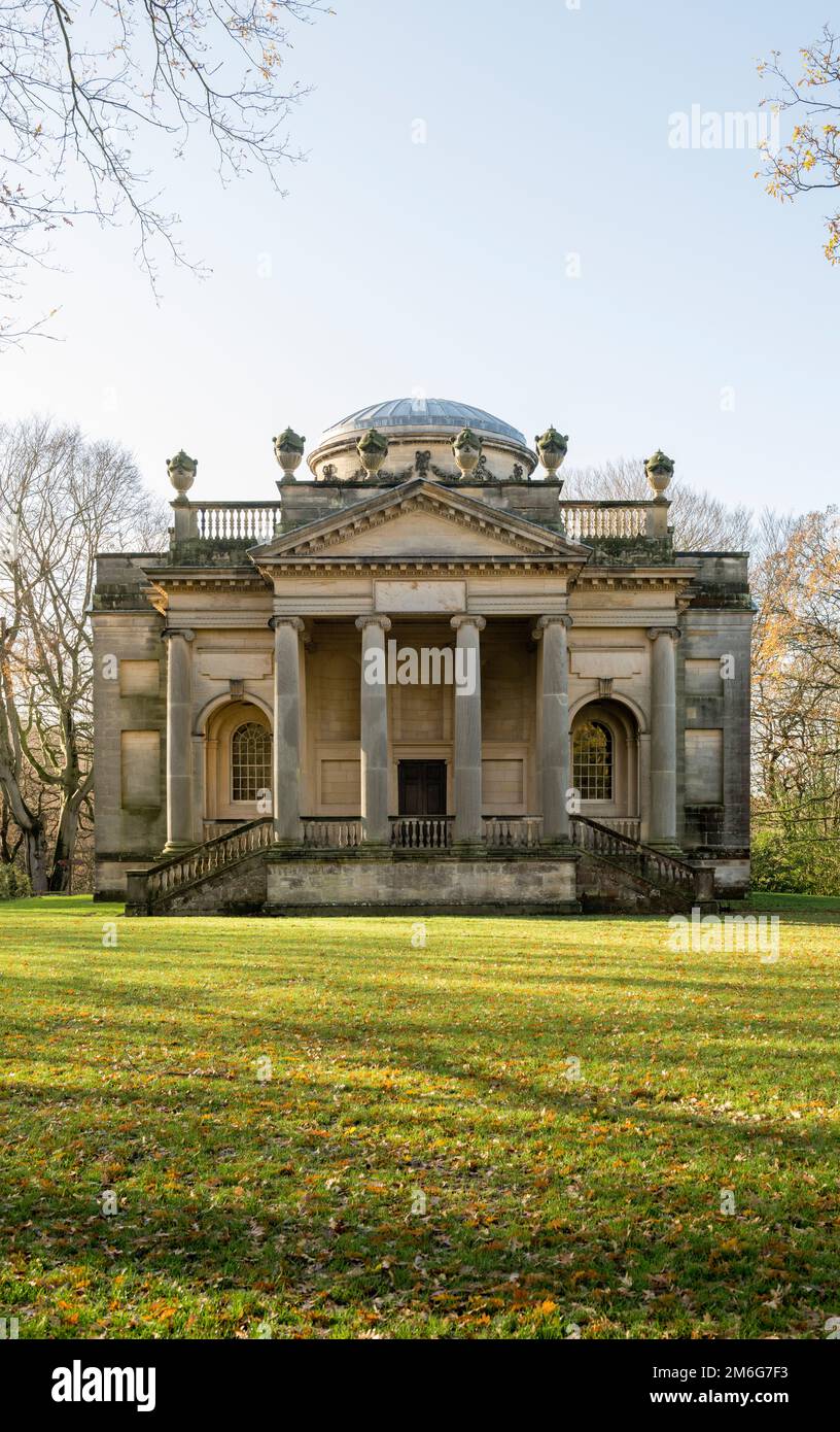 Gibside chapel exterior façade seen from The Long Walk, in winter ...