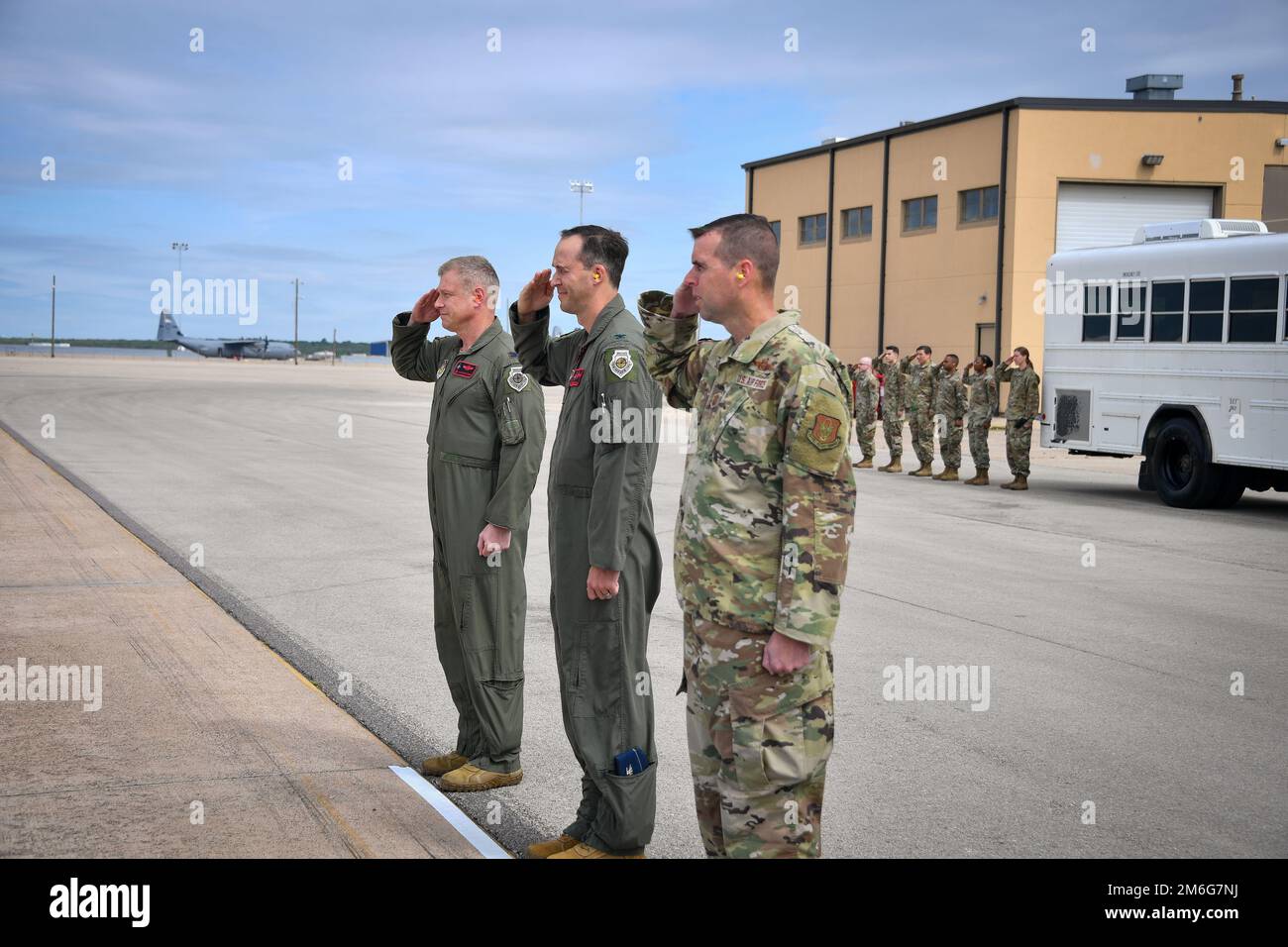 301st Fighter Wing leadership salute an incoming KC-46 at Naval Air ...