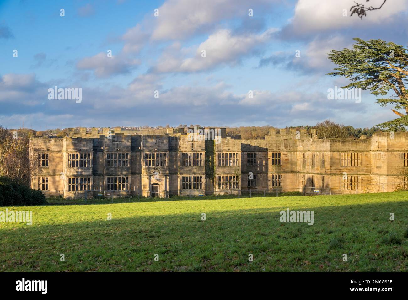 Exterior façade of the derelict remains of Gibside Hall. Rowlands Gill ...