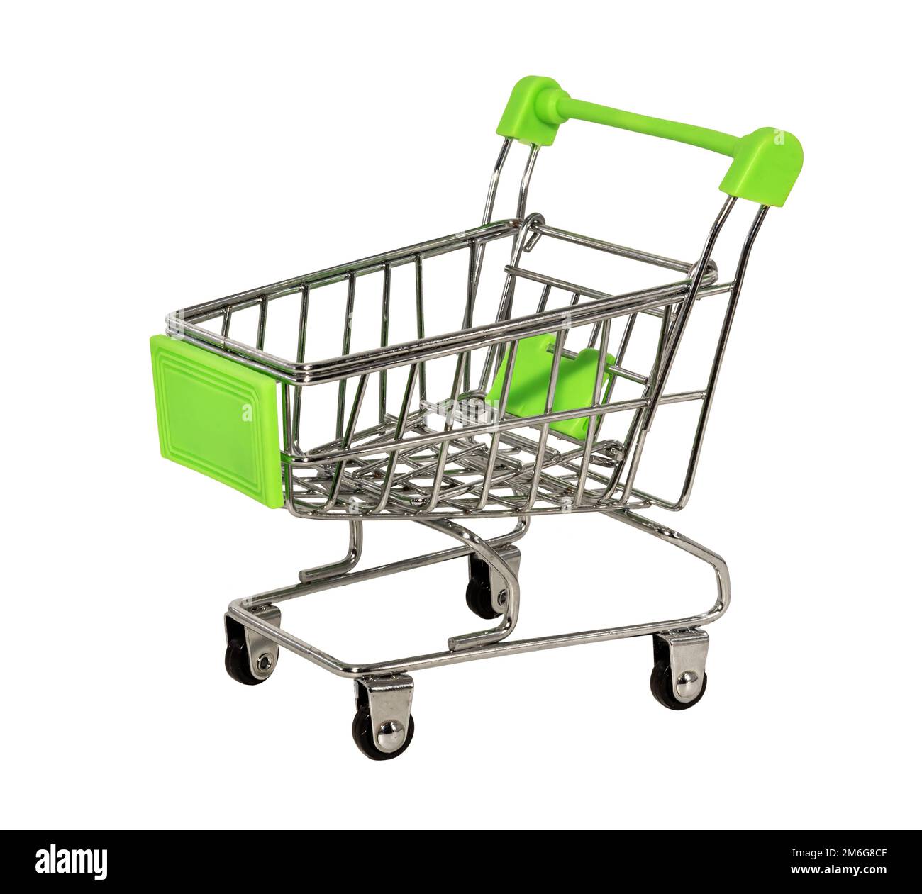 Small basket with wheels for shopping in a store or supermarket Stock ...