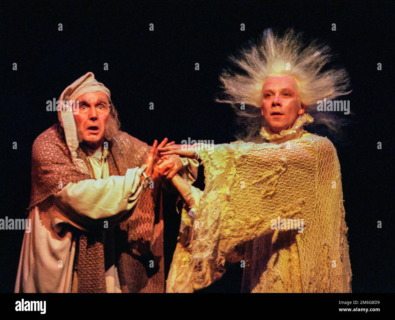 l-r: Clive Francis (Ebenezer Scrooge), Jamie Newall (The Spirit of ...