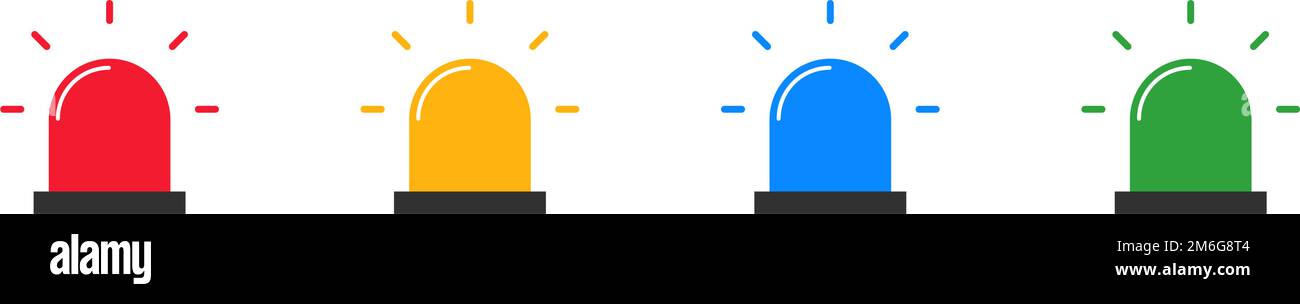 A set of icons for lit rotating lights. Emergency sirens and emergency ...