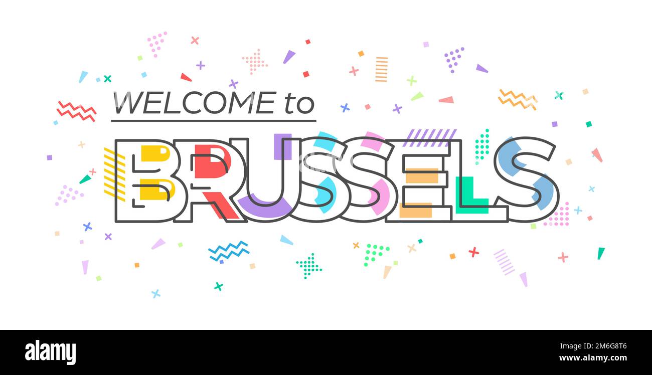 Welcome to Brussels. Vector lettering for greetings, postcards, posters ...