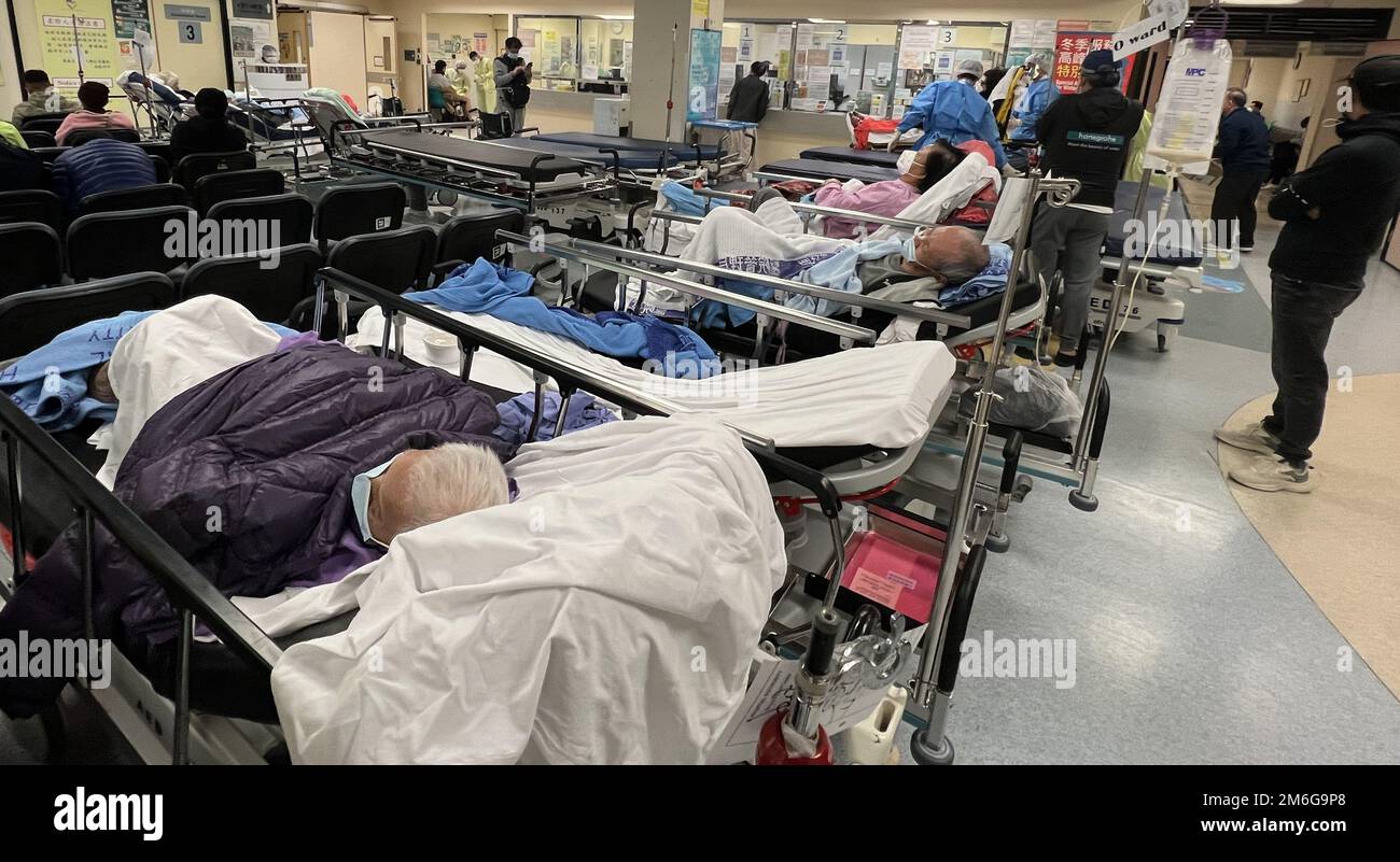 Patients waiting in the Accident & Emergency (A&E) room at Pamela Youde ...