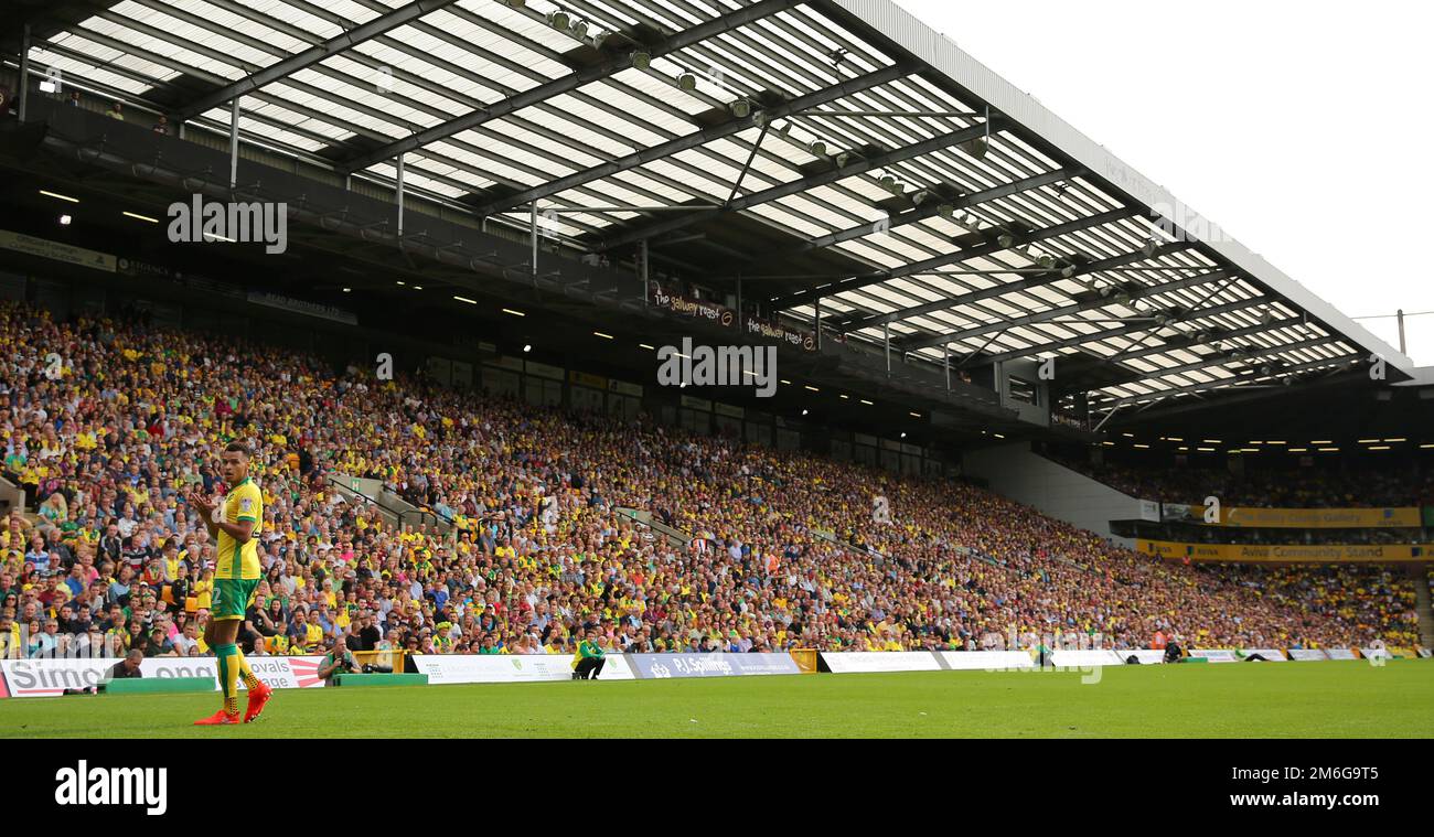 Jacob Murphy of Norwich City with the Galway Roast stand backdrop ...