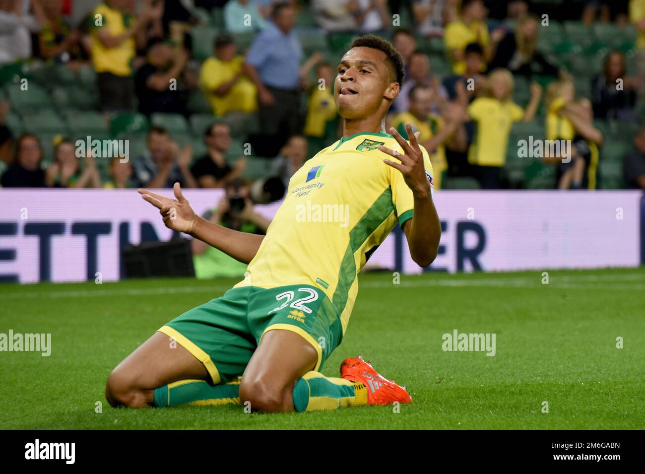 Jacob Murphy of Norwich City celebrates his goal that made the score 4 ...