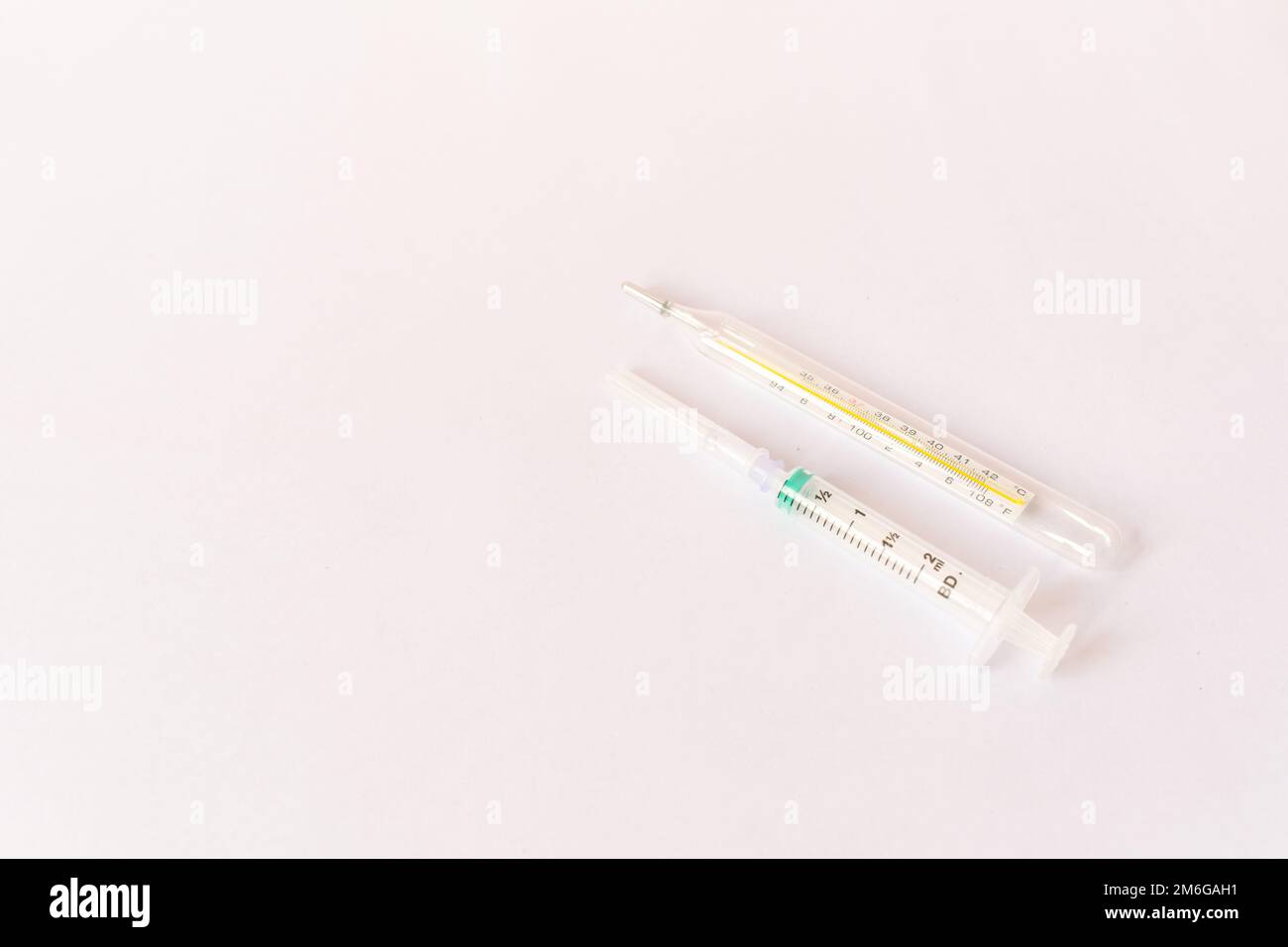 Various medical equipment, thermometer, ampoules, pipette, drugs ...