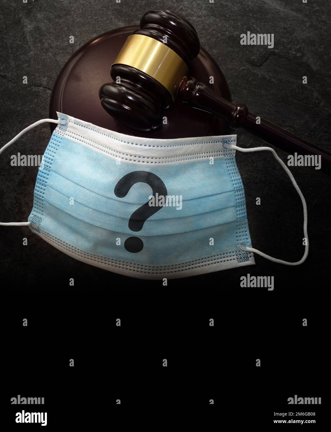 Court legal gavel and facemask with question mark -- Coronavirus mask ...