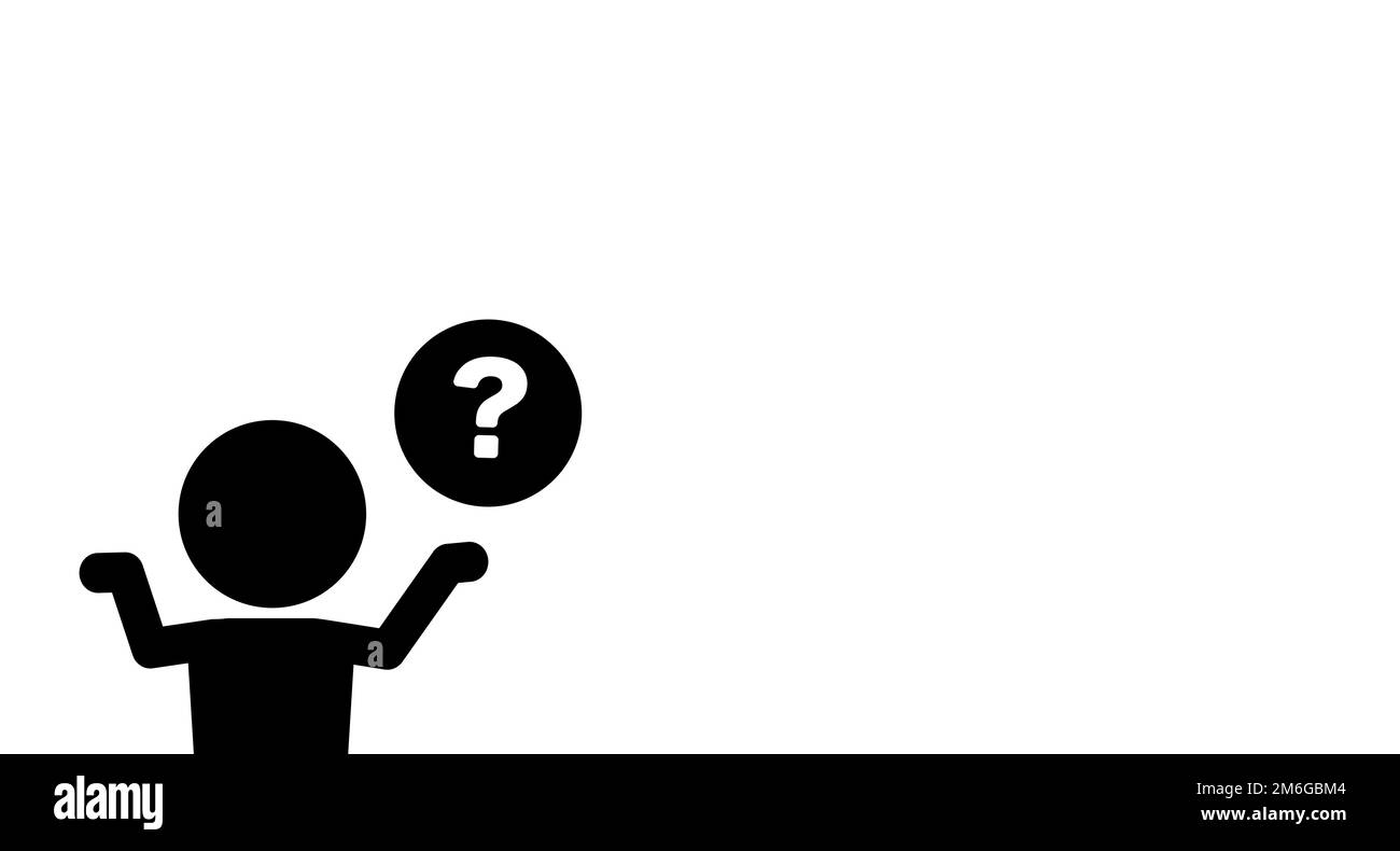 Troubled and questioning person and white background. Editable vector ...