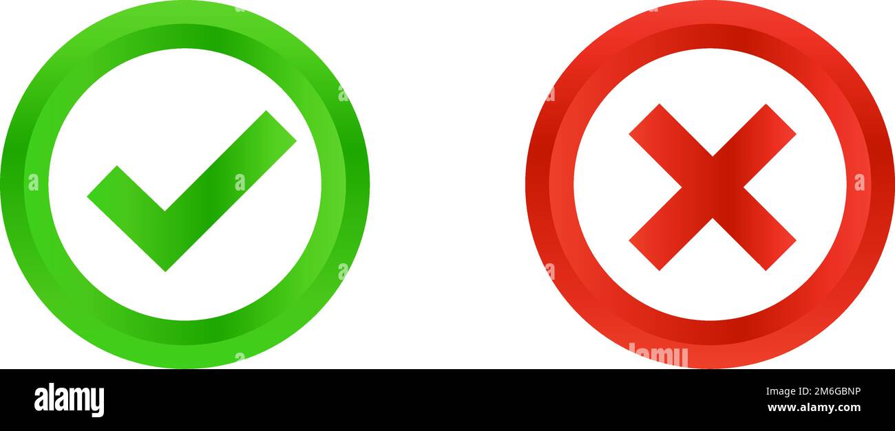 Check And Cross Mark Icon Set With Gradient Permitted And Prohibited