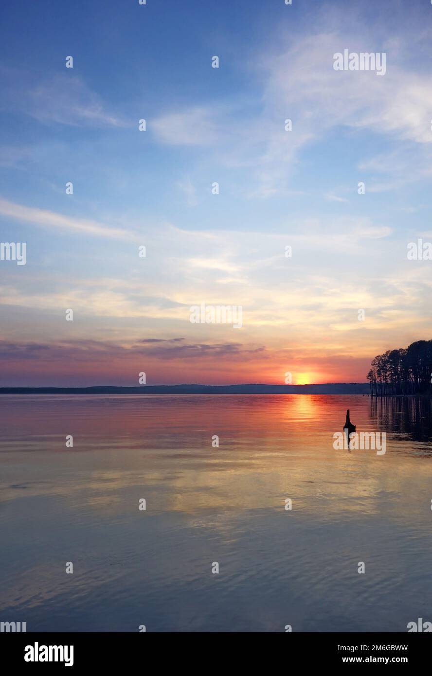Sunset at Jordan Lake State Park, a poular camping and boating ...
