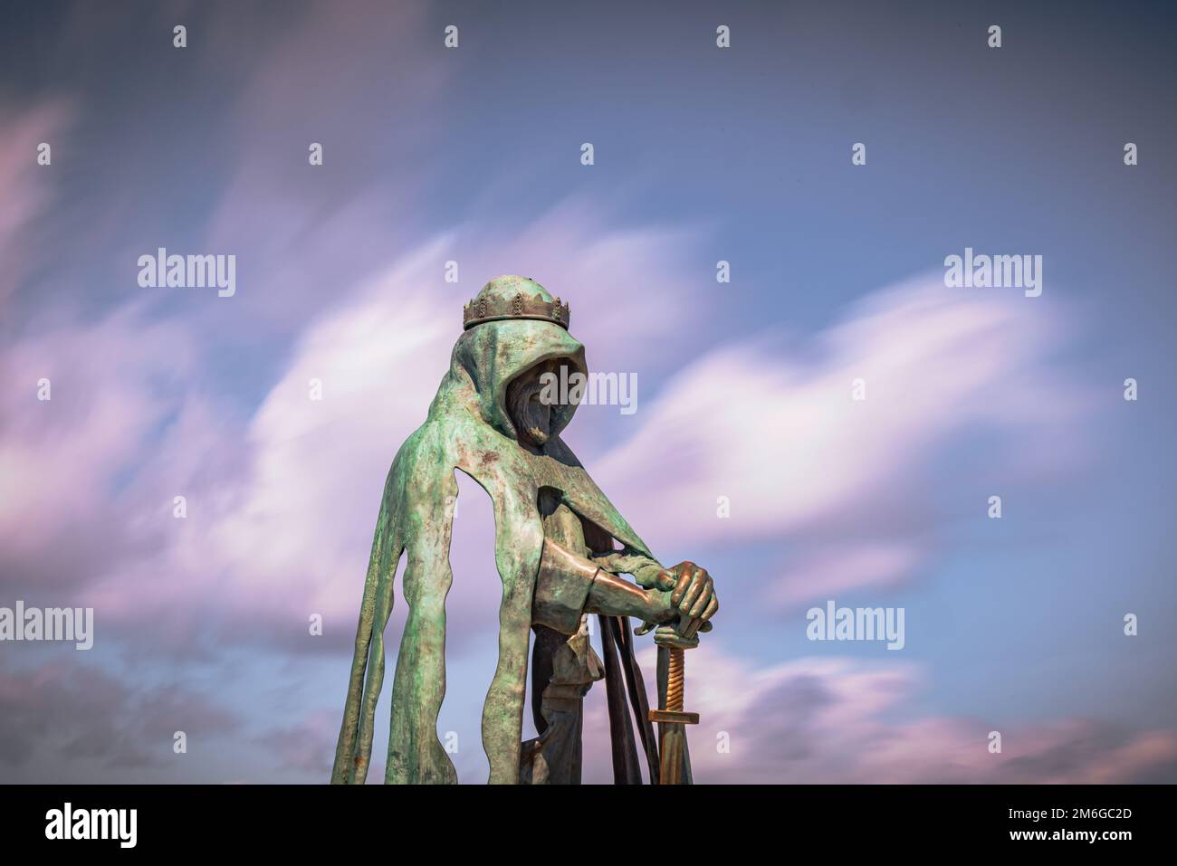 Tintagel - May 30 2022: Statue of the legendary King Arthur in the ...